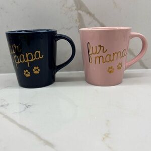 Indigo | Dining | Indigo Blue Fur Papa And Pink Fur Mama Mug Set Dog ...